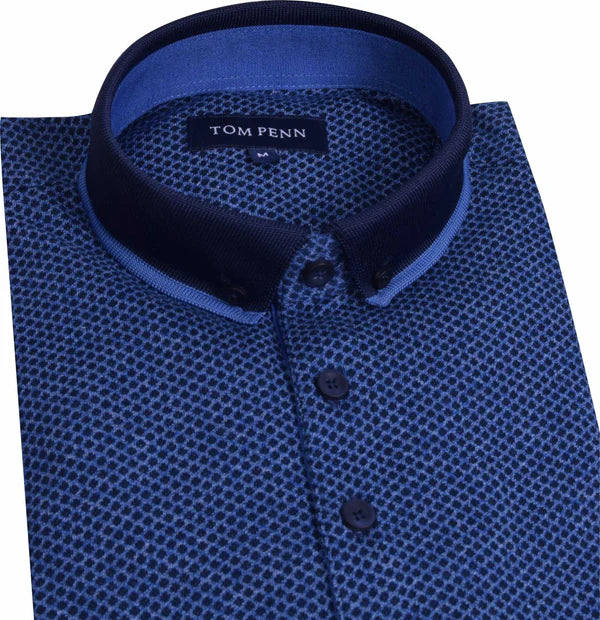 TOM PENN KNIT POLO NAVY/BLUE – Echo Clothing
